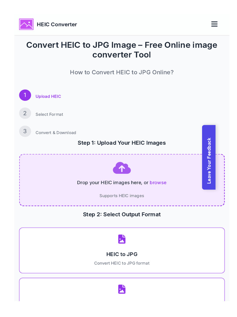 HEIC TO JPG CONVERTER HOME - Free & Fast Online Conversion | PDF | Data Compression | Usability