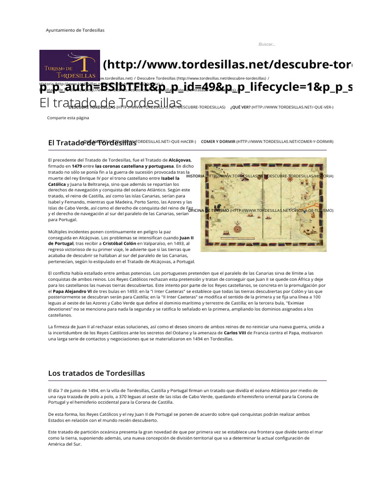 El Tratado de Tordesillas: Resumen Histórico | PDF