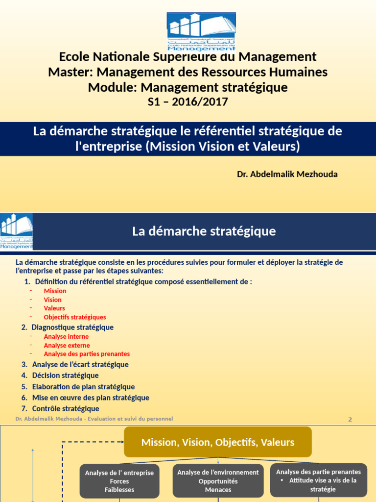 2 - La Démarche Stratégique Le Référentiel Stratégique de L ...