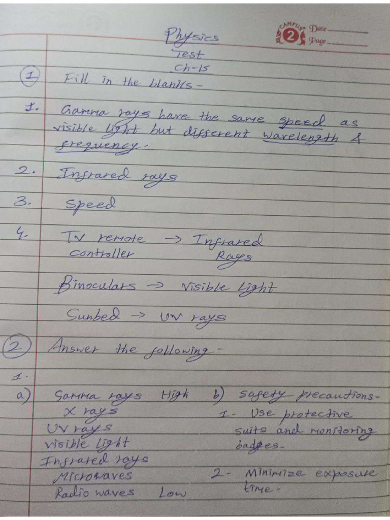Physics test- Electromagnetic spectrum | PDF