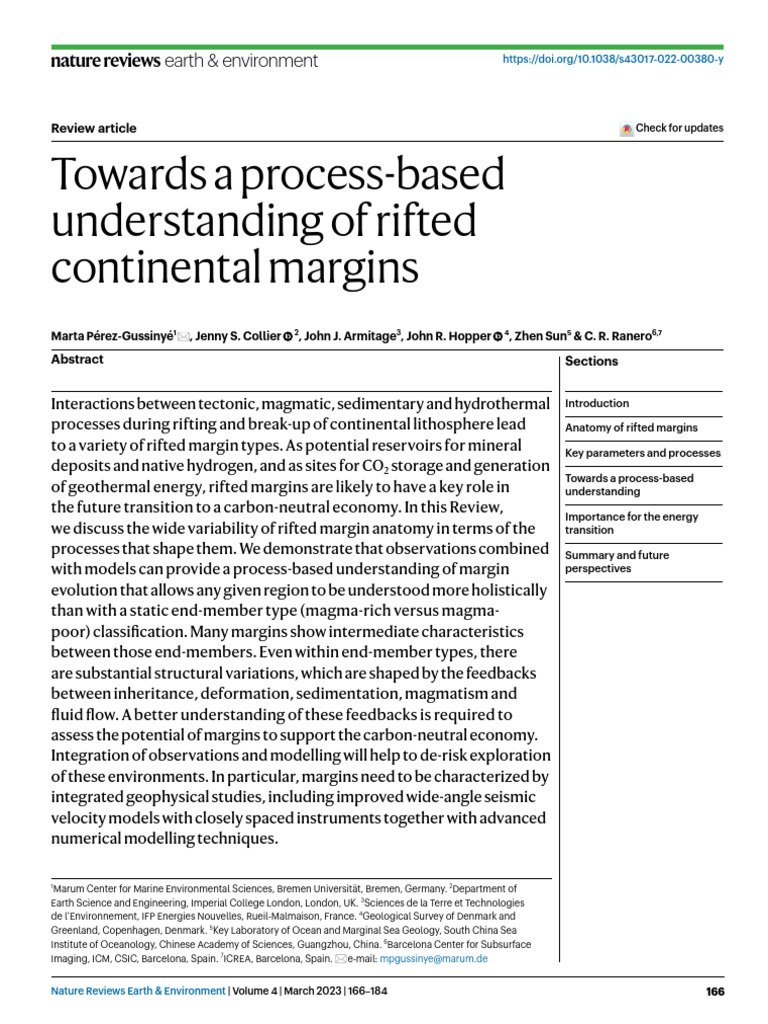 2023 Perez-Gussinye Towards a Process-based Understanding of Rifted Continental Margins | PDF ...