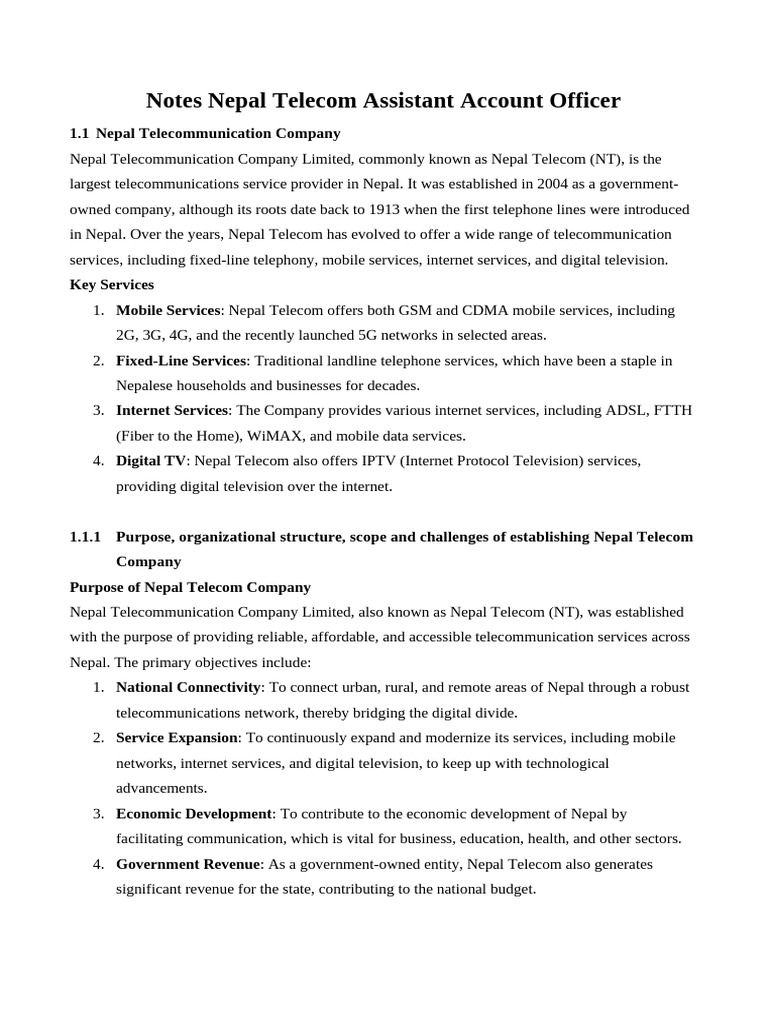 Nepal Telecom: Structure and Services Overview | PDF | Internet Access ...