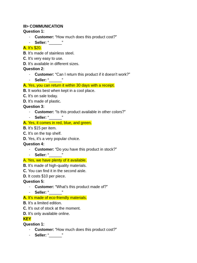 Communication+ Sentence - U10 - G3 - Heidi | PDF | Business