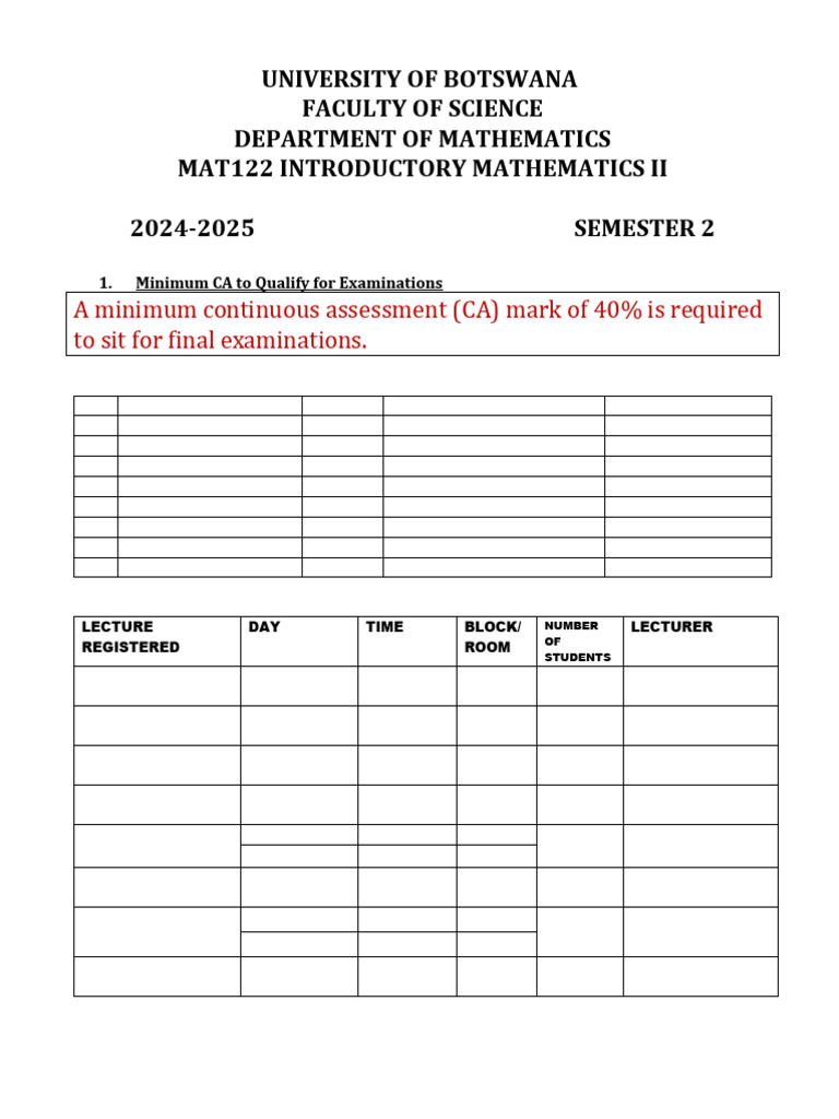 MAT122 Introductory Mathematics II Guide | PDF | Integral ...
