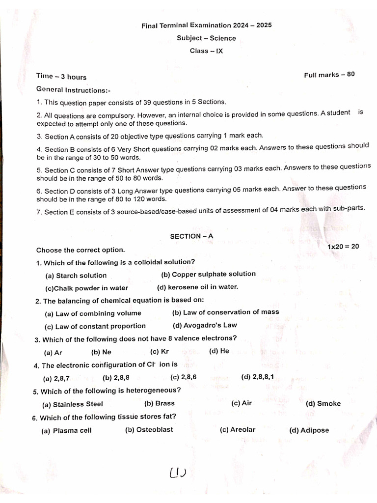 Class 9 Science MCQ | PDF