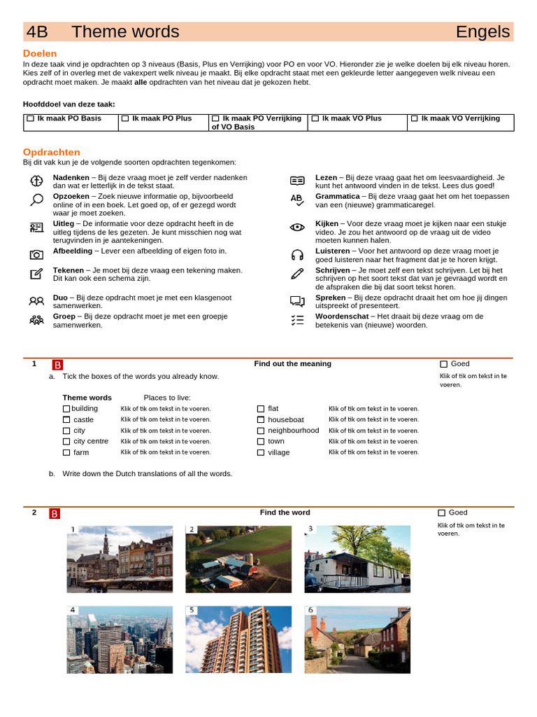Engels Theme Words 4B | PDF
