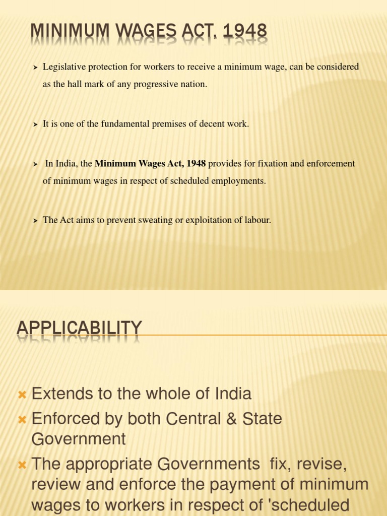 Minimum Wages Act, 1948 | PDF | Wage | Piece Work