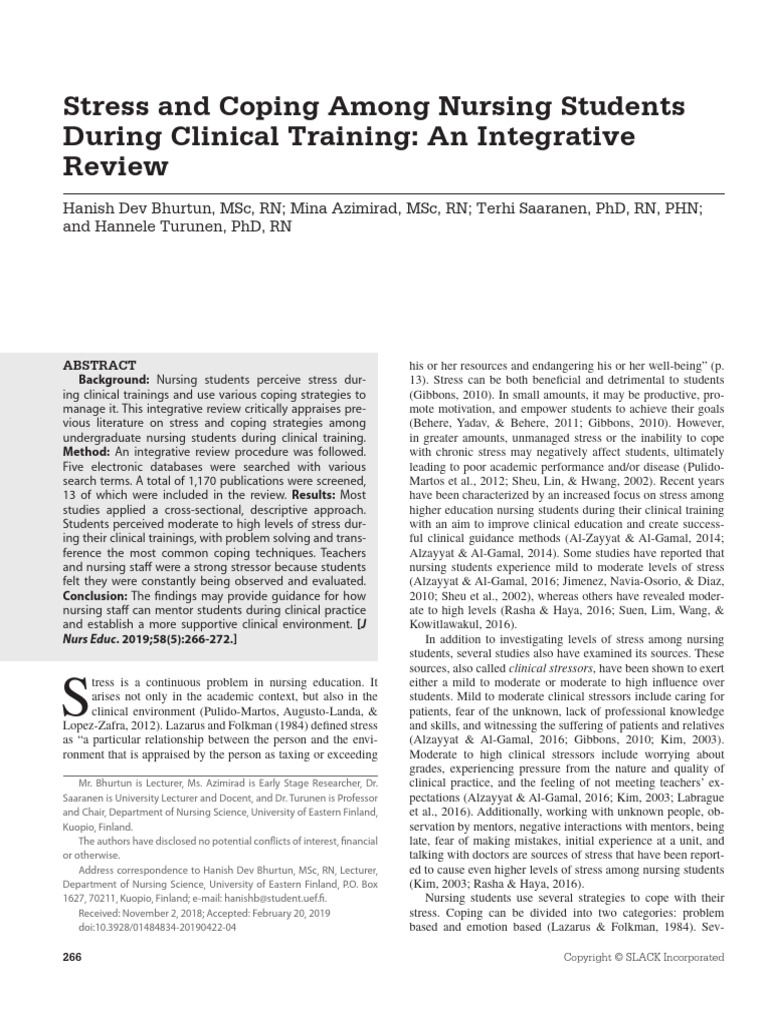 Stress and Coping Among Nursin | PDF | Stress (Biology) | Nursing