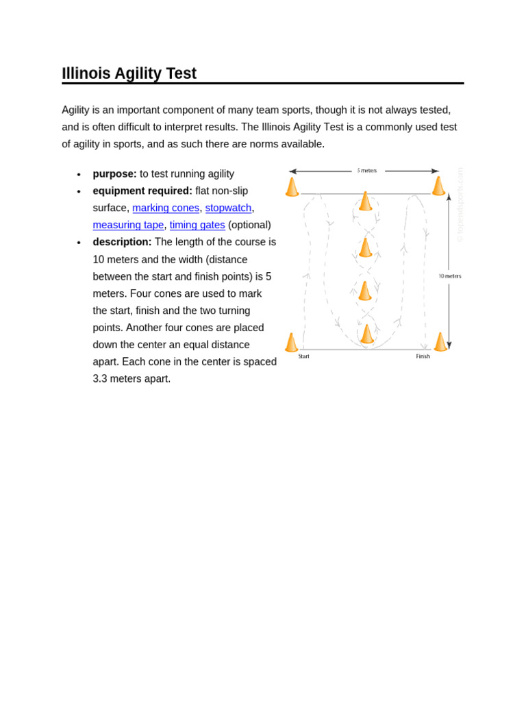 Illinois Agility Test | PDF