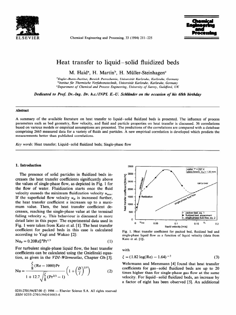 Heat Transfer in Liquid-Solid Beds | PDF | Heat Transfer | Fluidization
