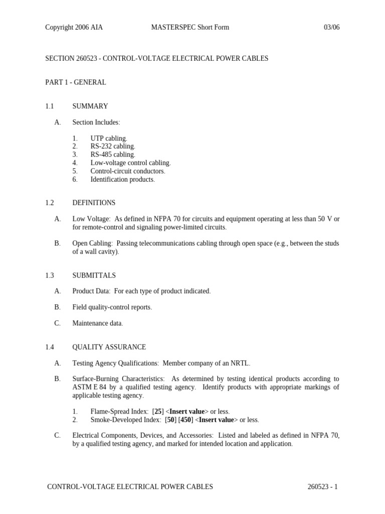 SF - Control-Voltage Electrical Power Cables | PDF | Electrical Wiring ...