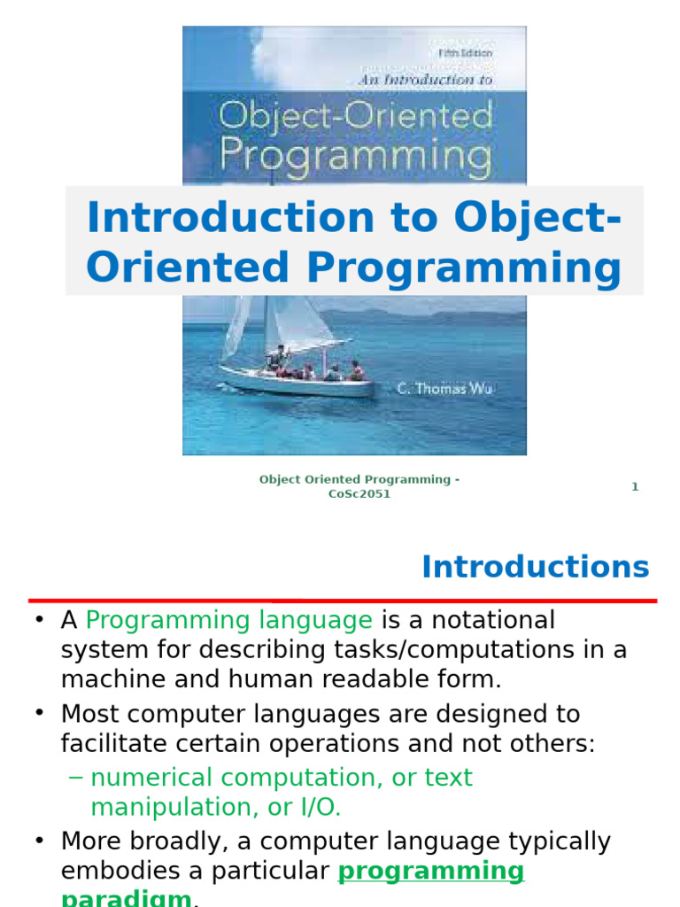 Chapter 1 Introduction To Object Oriented Programming Pdf Object Oriented Programming