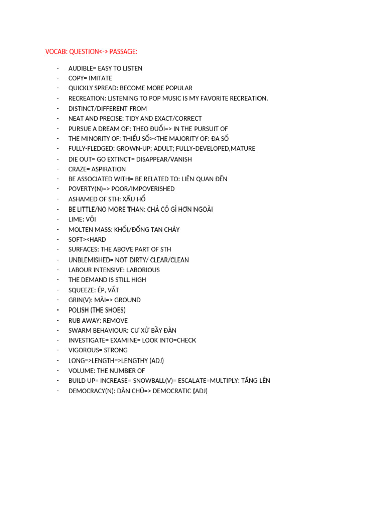 Vocabulary Terms and Definitions Guide | PDF