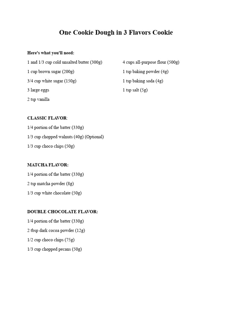 Three Flavor Cookie Dough Recipe | PDF