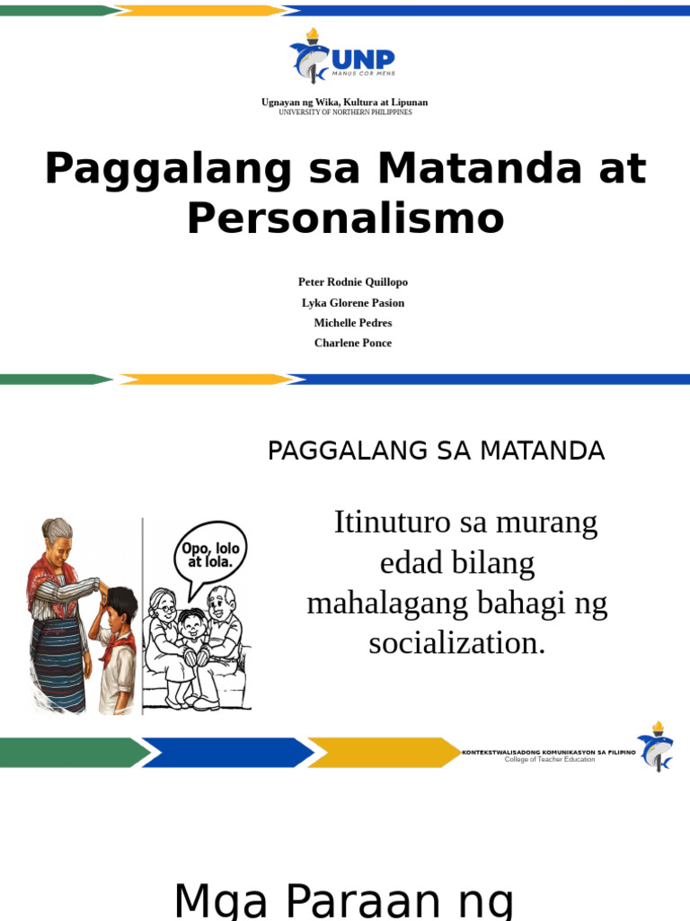 Topic 10 11 Paggalang Sa Matanda at Personalismo | PDF
