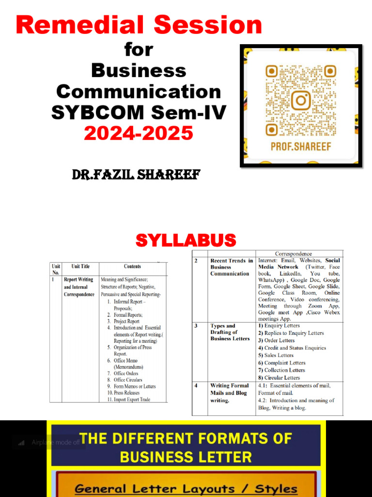 Remedial Business Communication Syllabus | PDF