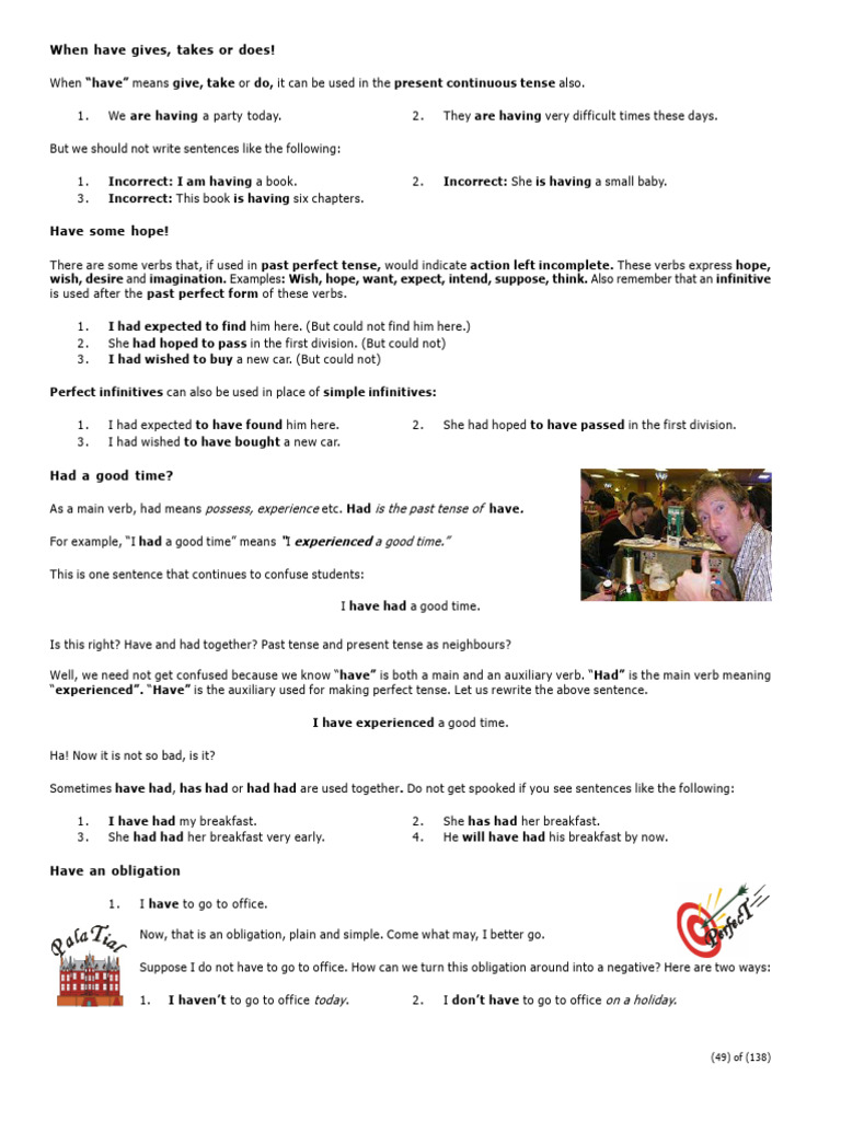 pasta one | PDF | Grammatical Tense | Verb