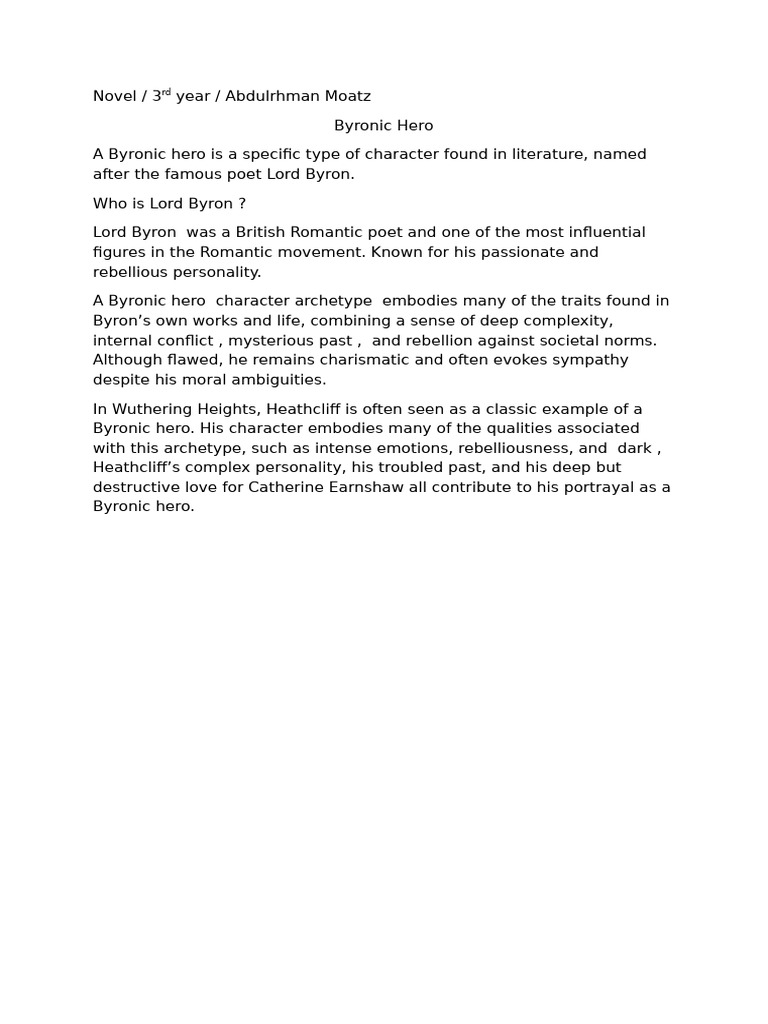 Understanding the Byronic Hero Archetype | PDF