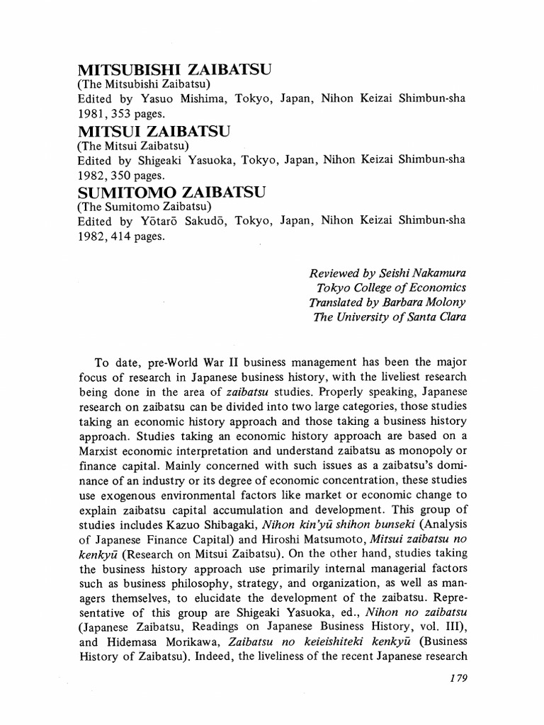 MITSUBISHI ZAIBATSU MITSUI ZAIBATSU SUMITOMO ZAIBATSU - Kesifaraci | PDF