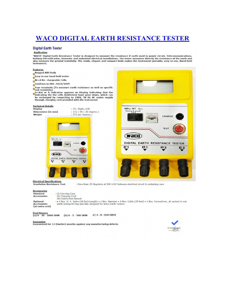 Waco Digital Earth Tester | PDF