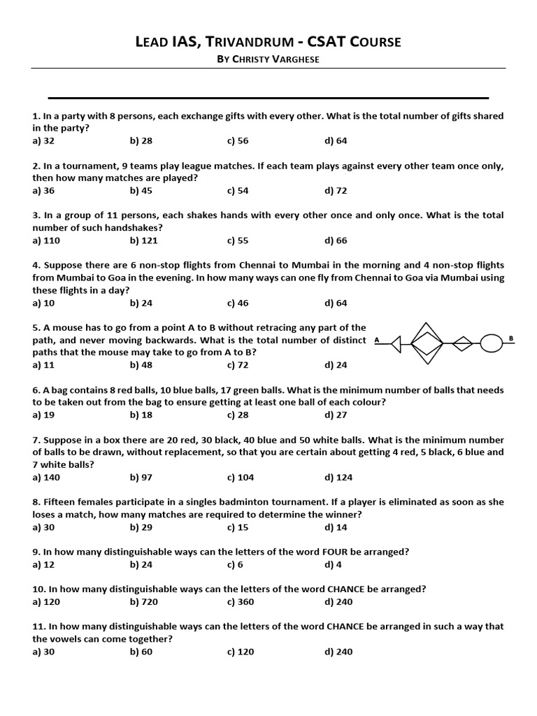 Probability Permutations Combinations | PDF | Archery | Multiple Choice