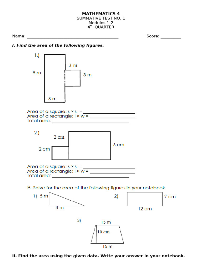 Math4 ST1 Q4 | PDF