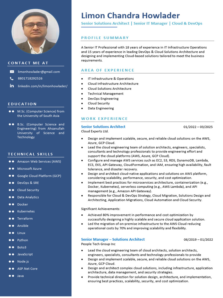 Resume of Limon Chandra Howlader | PDF | Cloud Computing | Microsoft Azure