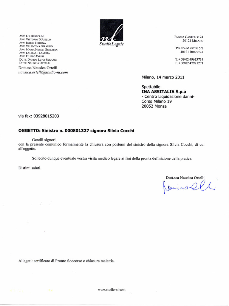 Lettera Sinistro | PDF
