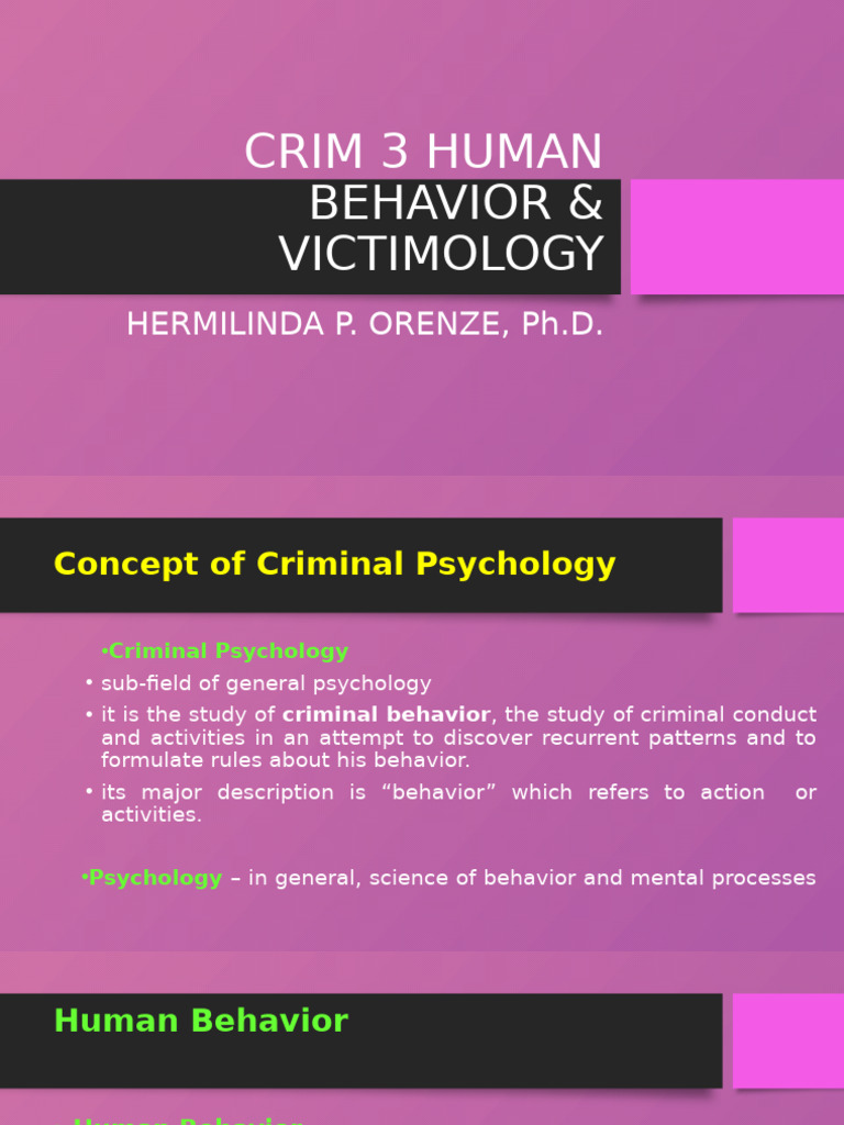 Crim 3 Human Behavior Victimology | PDF | Behavior | Psychology