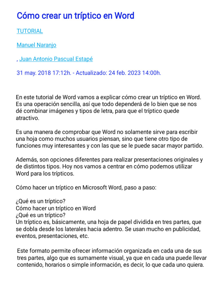 Cómo Crear Un Tríptico en Word | PDF | Microsoft Word | Software