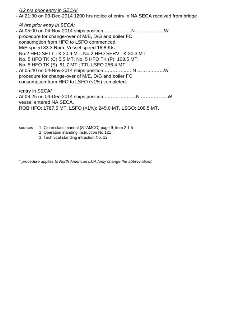 Log Book Entry SECA | PDF