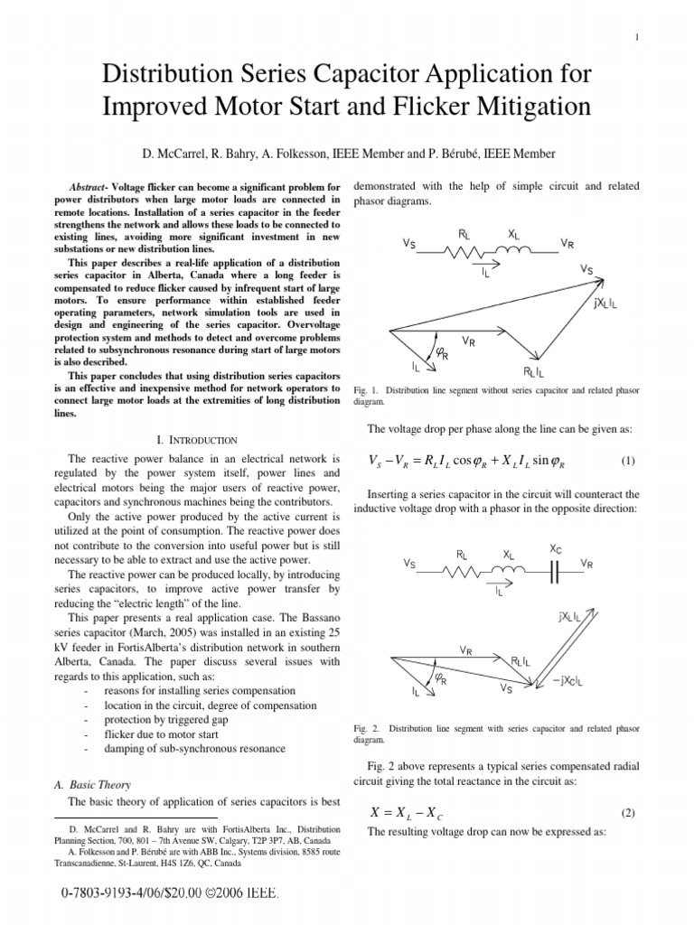 Fardapaper Distribution Series Capacitor Application For Improved Motor Start and Flicker ...