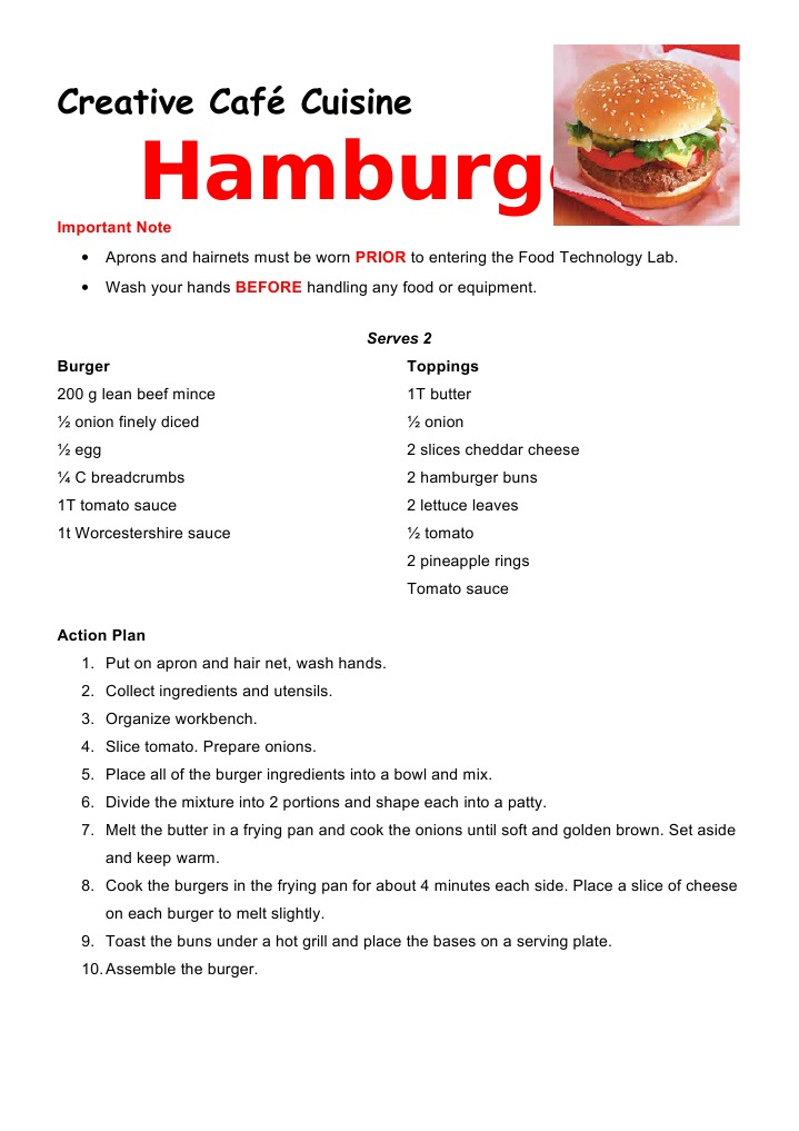 Hamburger Recipe | PDF