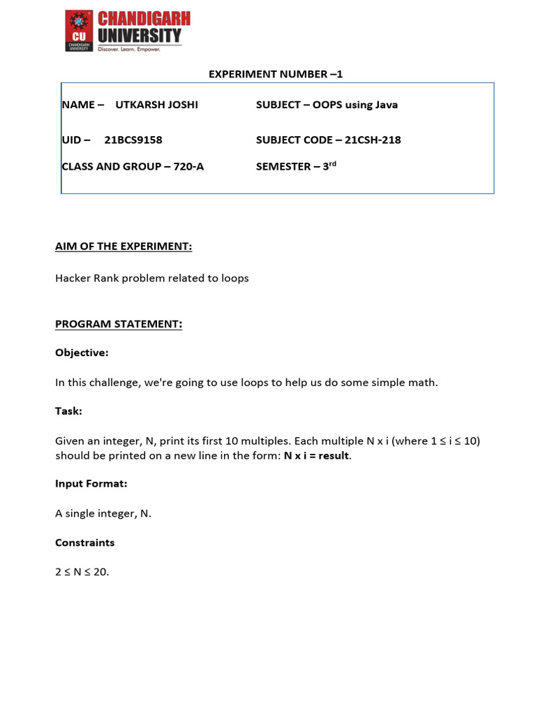 JAVA EXP 1(1) | PDF