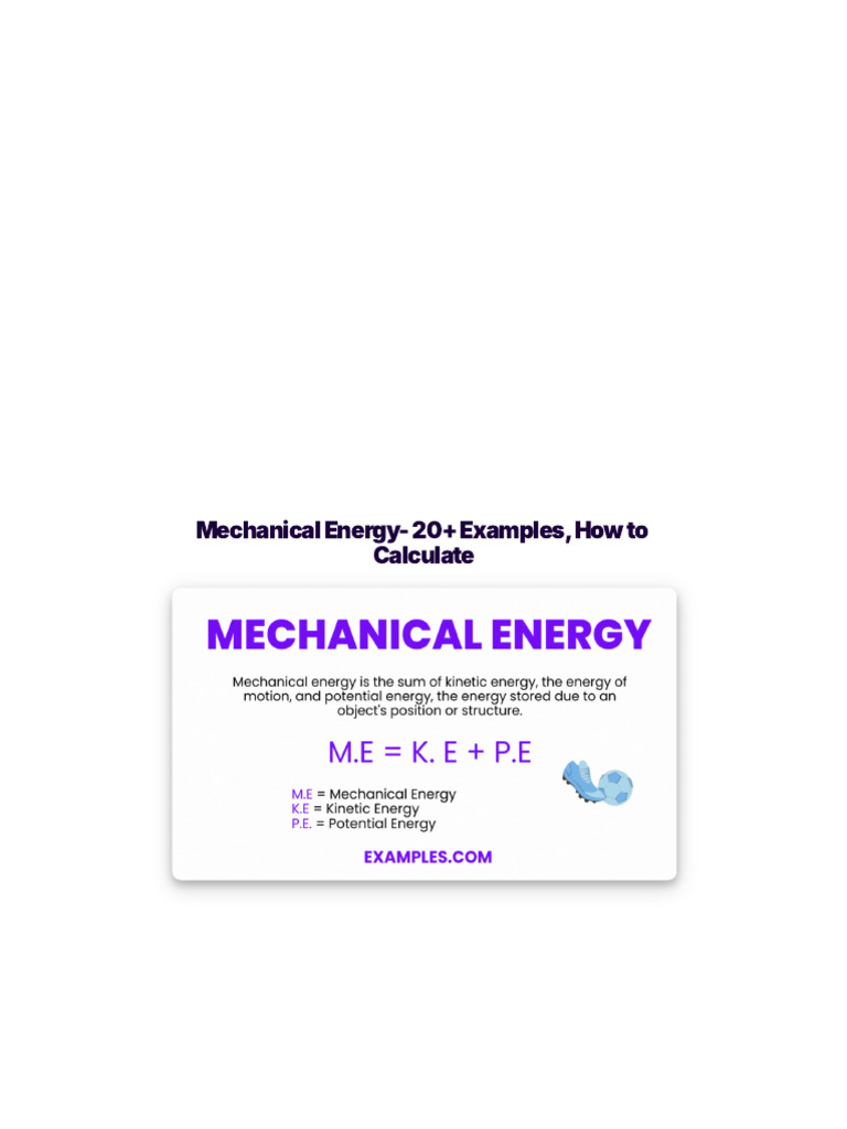 Mechanical Energy- 20+ Examples, How to Calculate | PDF | Potential ...