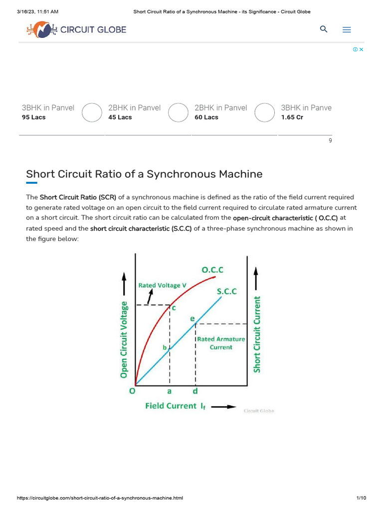 Short Circuit Ratio of A Synchronous Machine - Its Significance - Circuit Globe | PDF | Electric ...