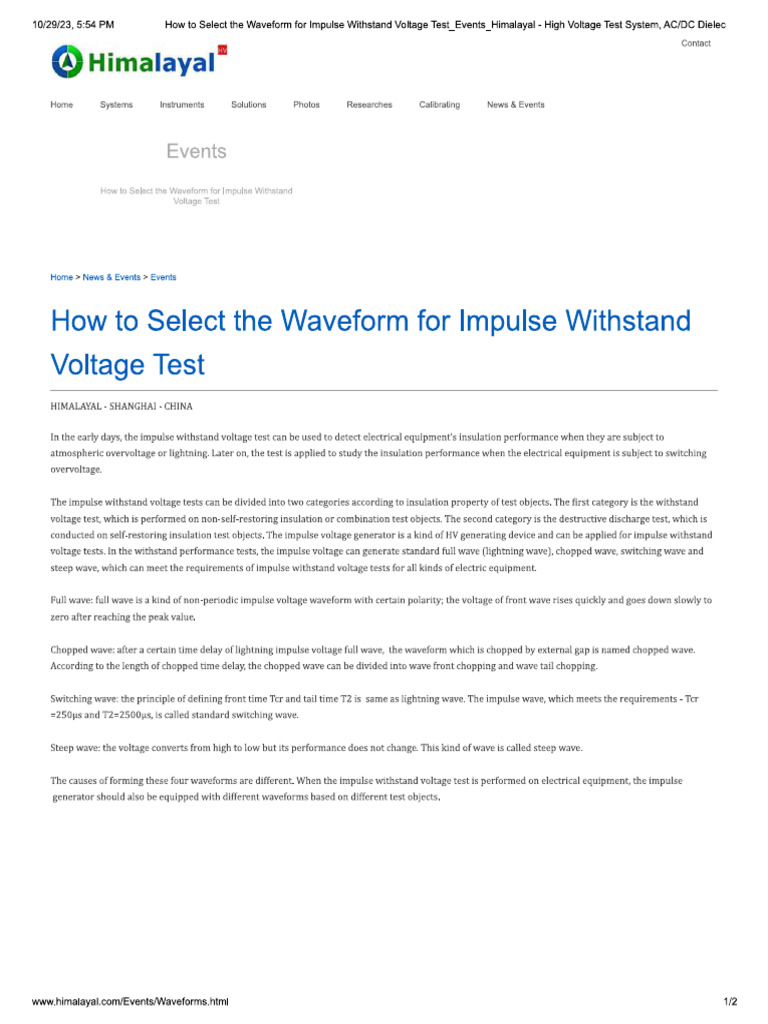 Transformer BIL Test | PDF