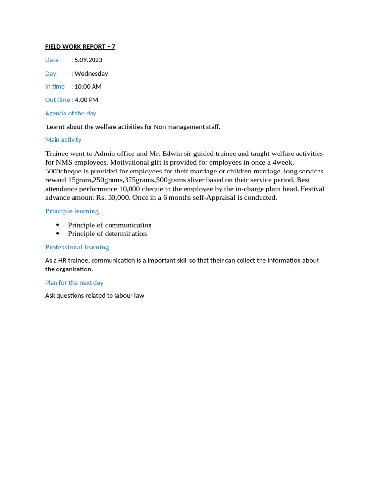 Field Work Report - Day07 - Gracecarol | PDF