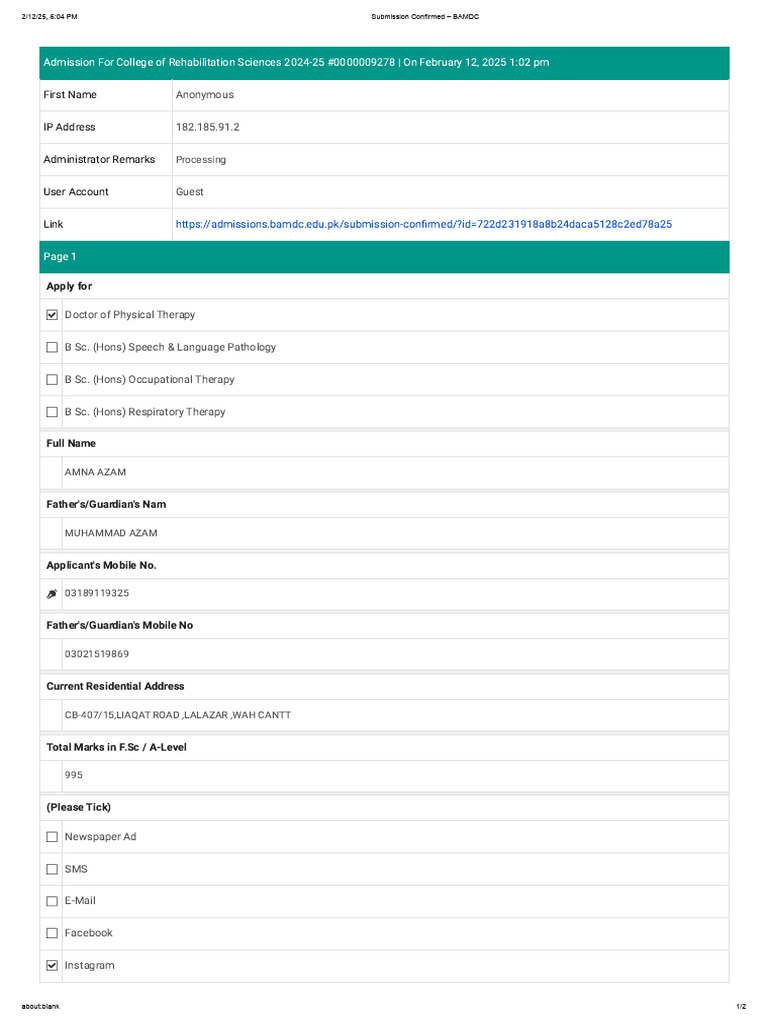 Submission Confirmed - BAMDC | PDF