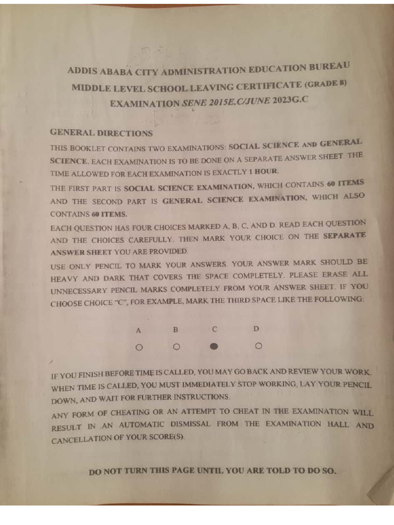 2015 Grade 8 Ministry Exam | PDF