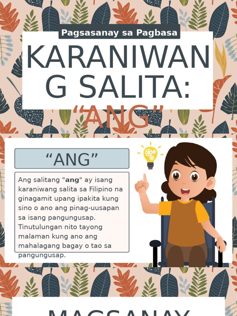 Pagsasanay Sa Pagbasa Karaniwang Salita Ang Presentation in Colorful Illustrative Style | PDF