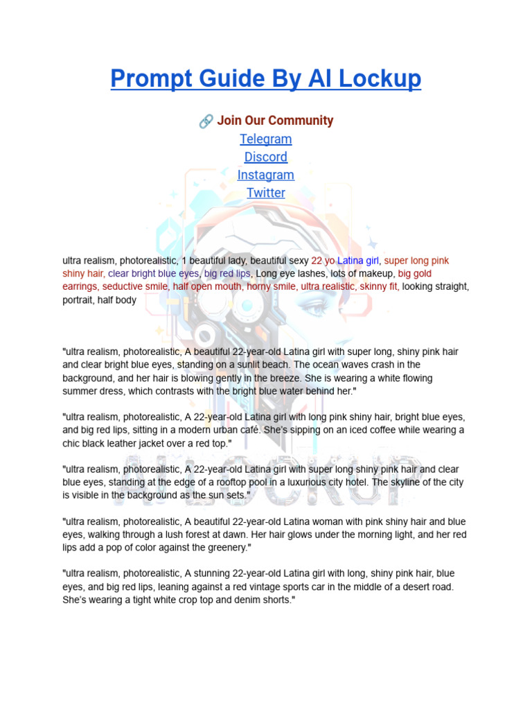 Latina Girl AI Influencer Prompts | PDF