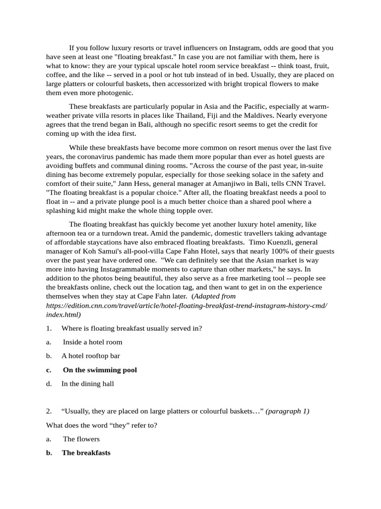 Soal Argumentative Text Kelas XII | PDF | Hotel