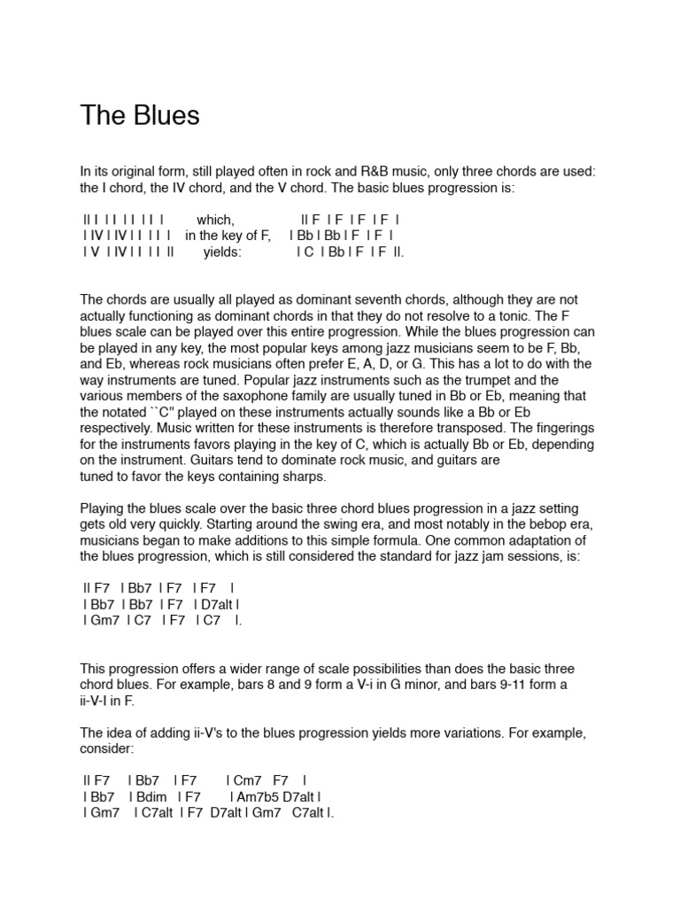 The Blues | PDF | Chord (Music) | Musical Forms