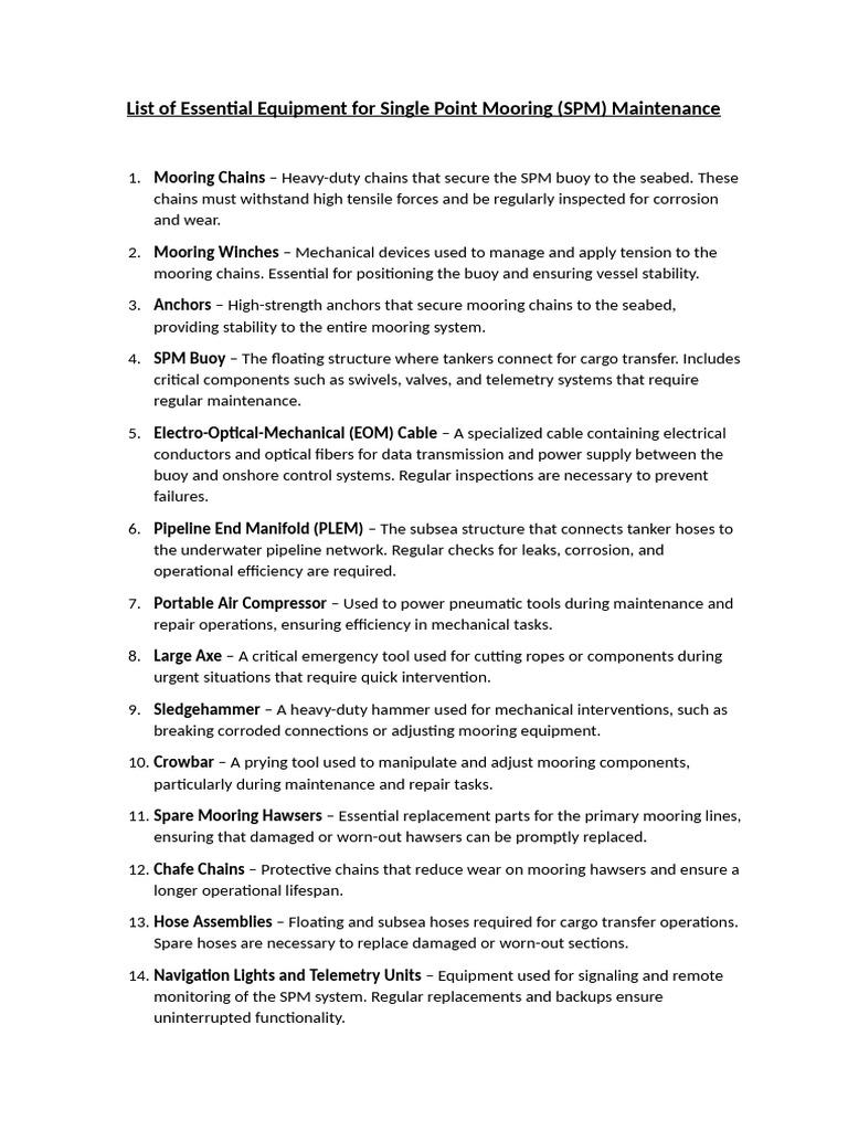 List of Equipments | PDF