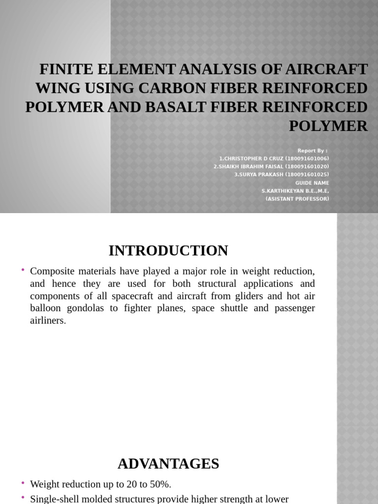 FINITE ELEMENT ANALYSIS OF AIRCRAFT WING USING CARBON | PDF | Composite ...