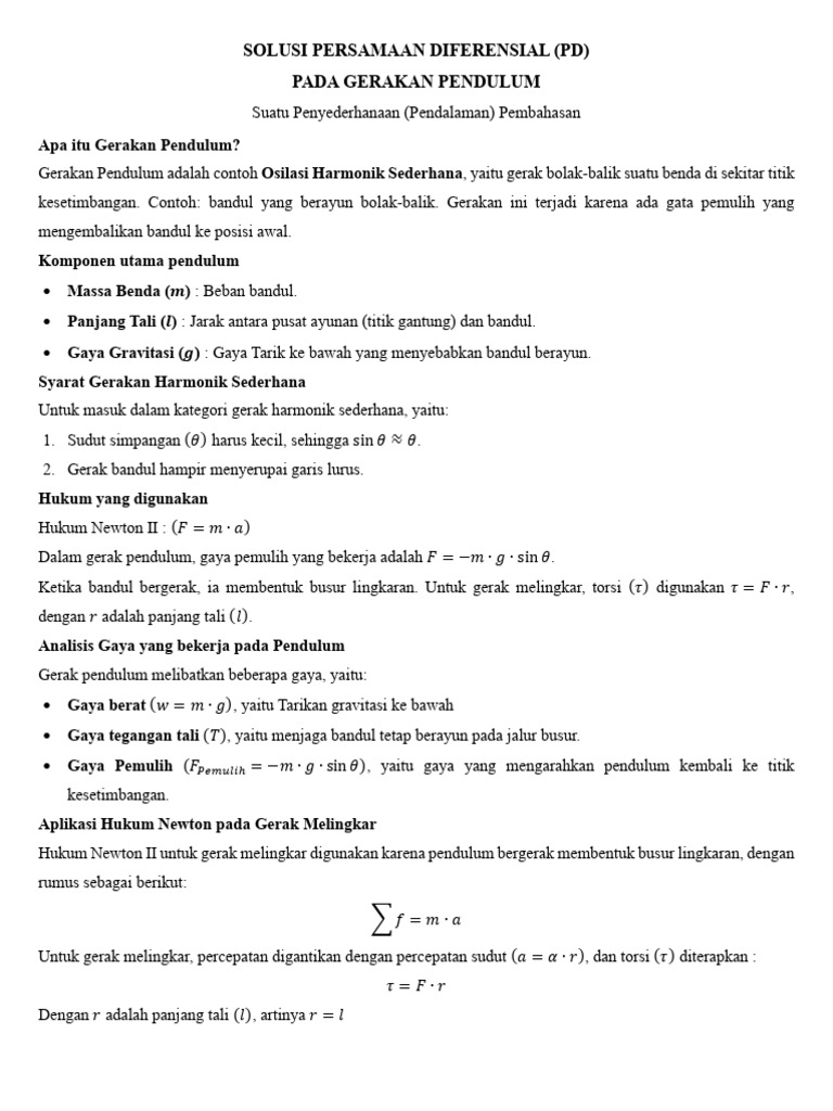 Solusi (PD) Gerakan Pendulum | PDF
