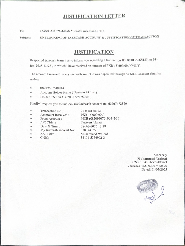 Justification Letter | PDF