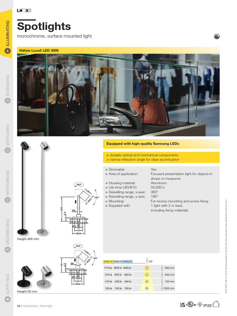 Häfele Loox5 LED Spotlight Specifications | PDF | Light Emitting Diode ...