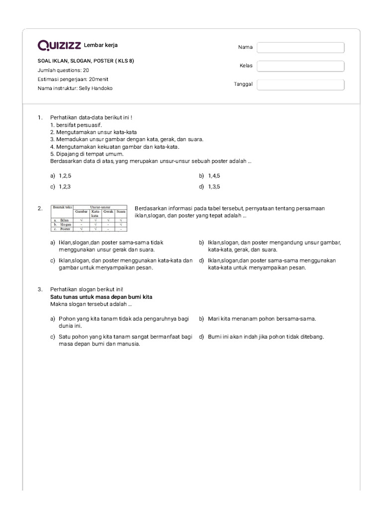 Soal Iklan dan Poster Kelas 8 | PDF